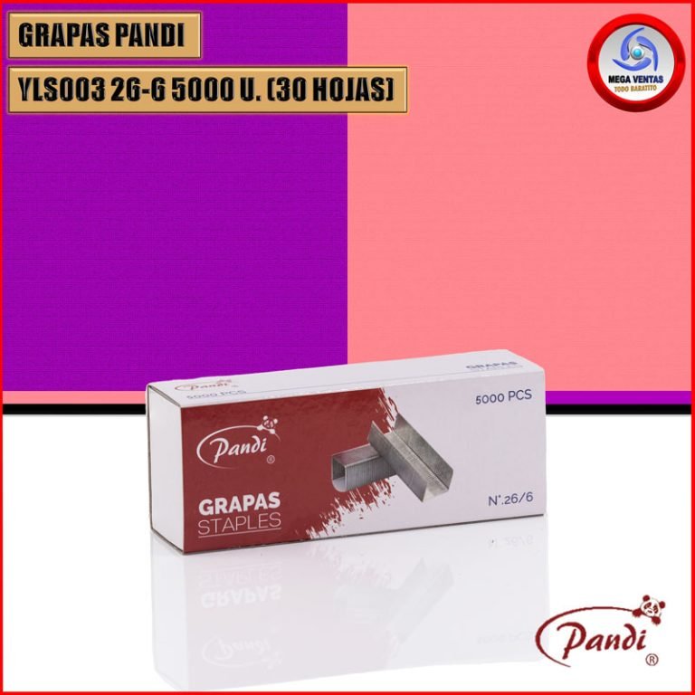 GRAPAS PANDI YLS003 NUMERO 26/6 5,000 UNIDADES 30 HOJAS - Megaventas MCM