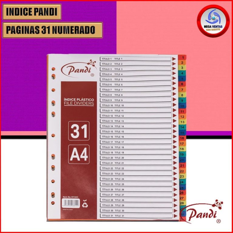 INDICE PANDI 911231 NUMERADO 31 PAGINAS - Megaventas MCM