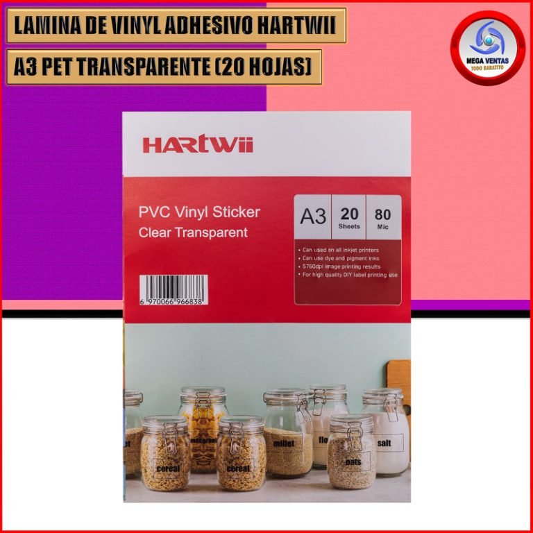 LAMINA DE VINYL ADHESIVO HARTWII A3 TRANSPARENTE - Megaventas MCM
