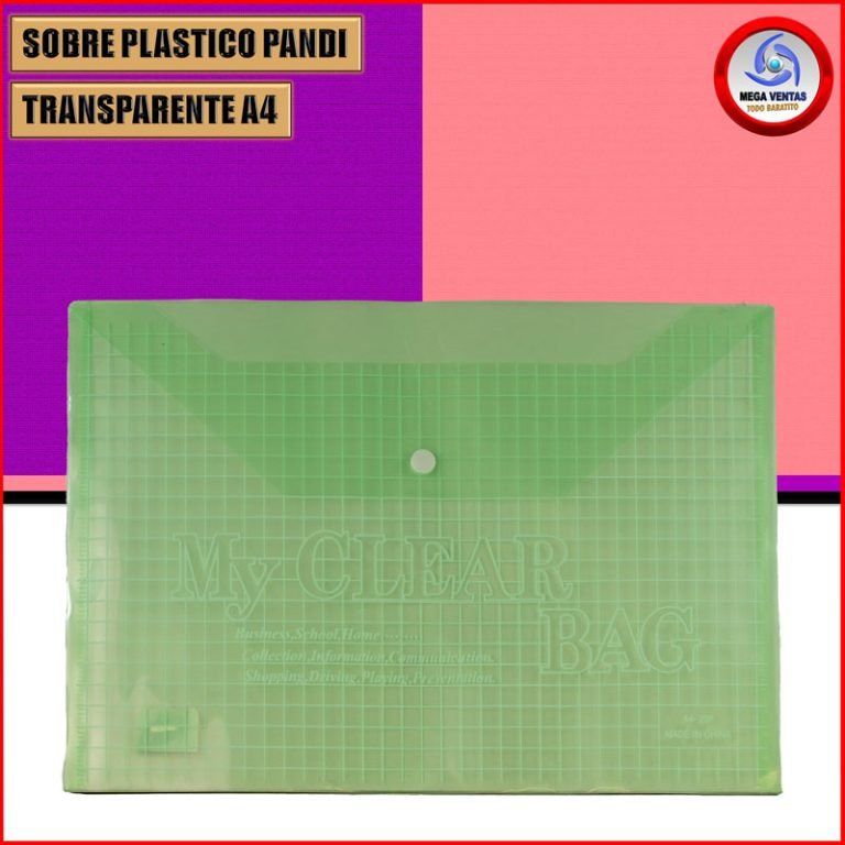 SOBRE PLASTICO PANDI A4 TRANSPARENTE - Megaventas MCM