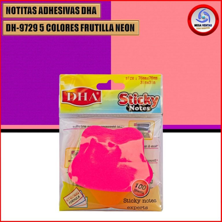 NOTITAS ADHESIVAS DHA DH-9729 NEON 5 COLORES FRUTILLA
