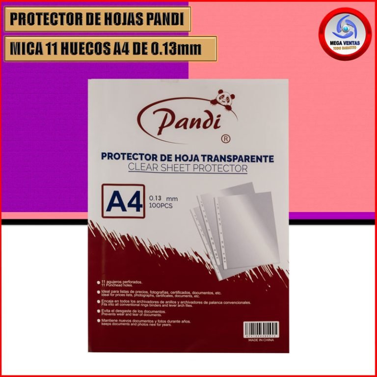 PROTECTOR DE HOJAS PANDI MICA 11 HUECOS A4 0.13mm - Megaventas MCM
